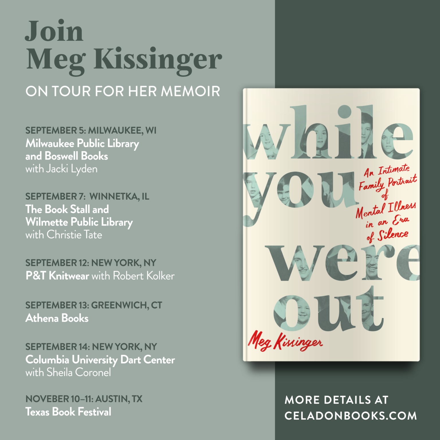 Join Meg Kissinger to Discuss Her Memoir, While You Were Out - Celadon Books